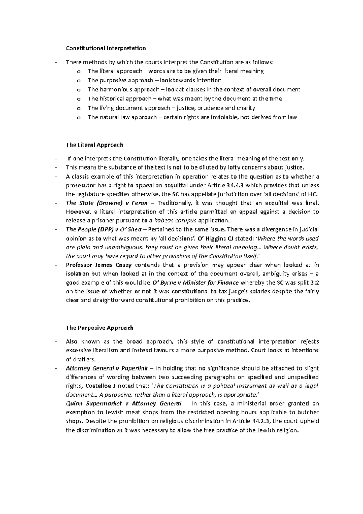 Constitutional Interpretation: Methods and Approaches Explained - Studocu