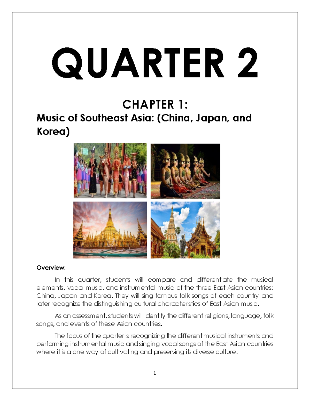 Grade 8 Music Module: Exploring Southeast Asian Music - Q2 - Studocu