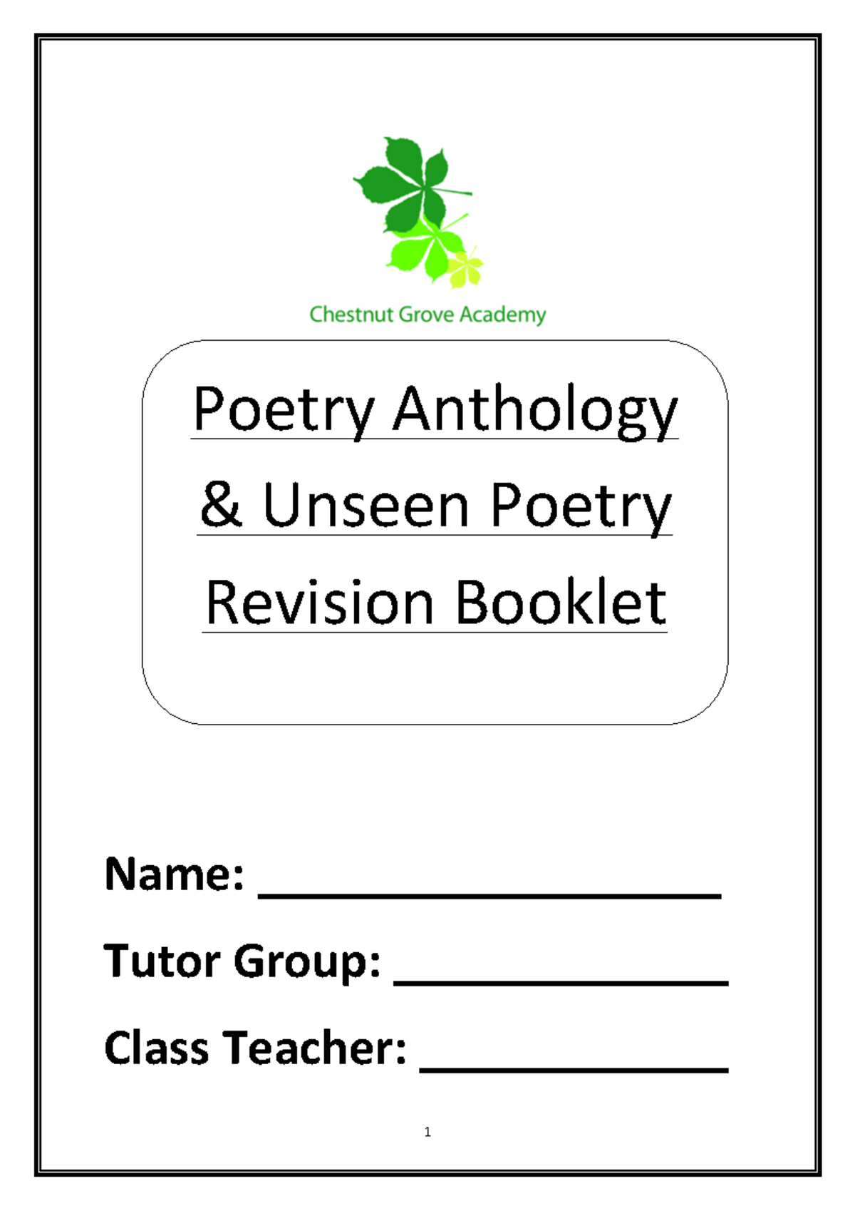 Year 9 English GCSE Poetry Revision Guide: Anthology & Unseen Poetry - Studocu
