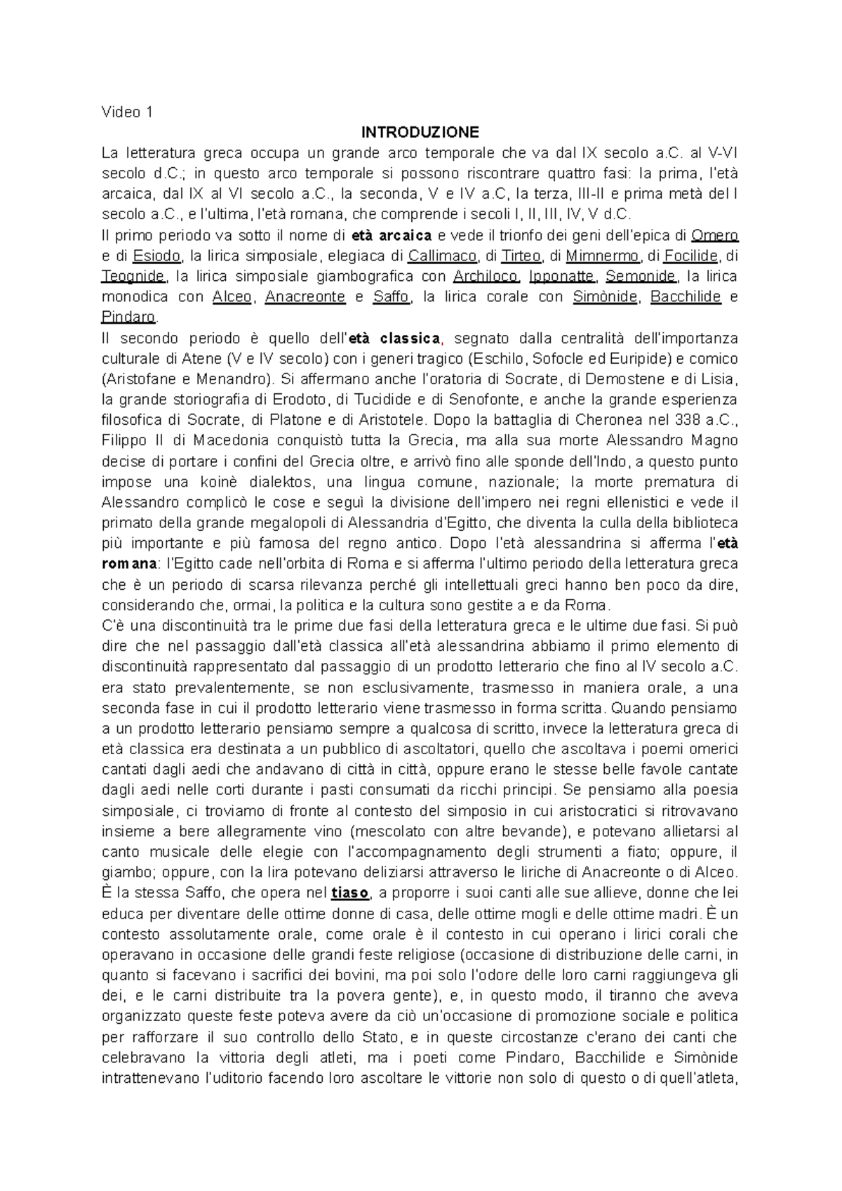 Civiltà Letteraria Greca: Dalle Origini all'Età Classica (CORSO 101 ...
