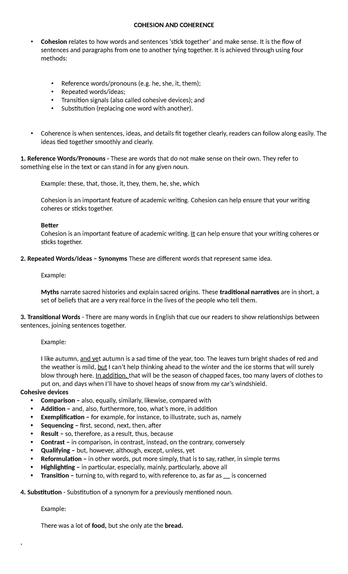 Cohesion and Coherence: Key Concepts and Examples - ENG 101 - Studocu