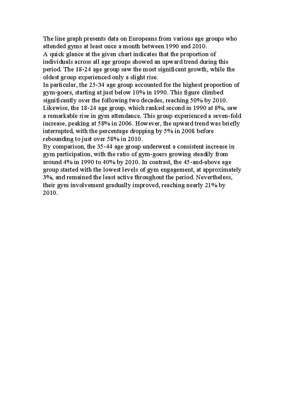 Task 1 - Gym Attendance Trends Among Europeans (1990-2010) - Studocu