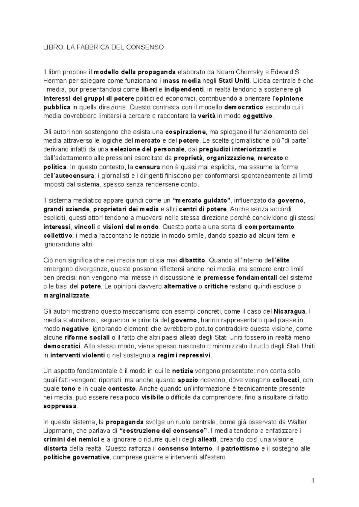 LIBRO: LA FABBRICA DEL CONSENSO - Modello di Propaganda di Chomsky e ...