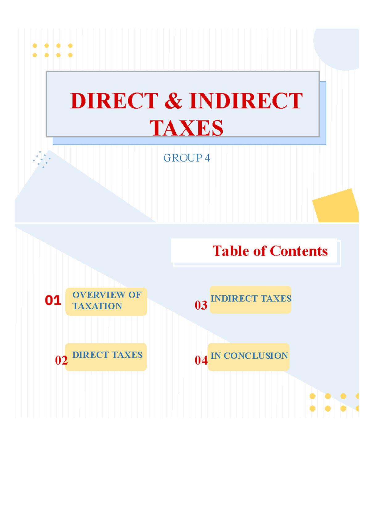 TAXATION OVERVIEW: DIRECT & INDIRECT TAXES (GROUP 4) - Studocu