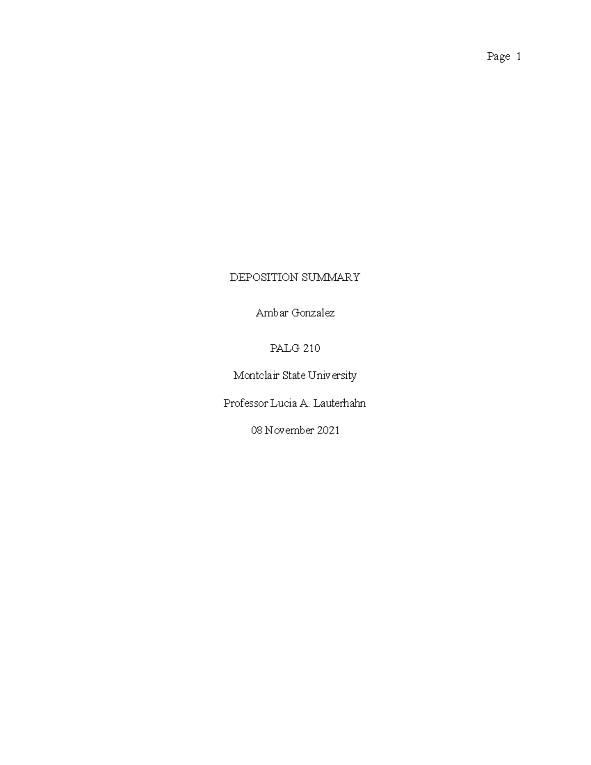 Deposition Summary of Richard Hart - PALG 210 Document Analysis - Studocu