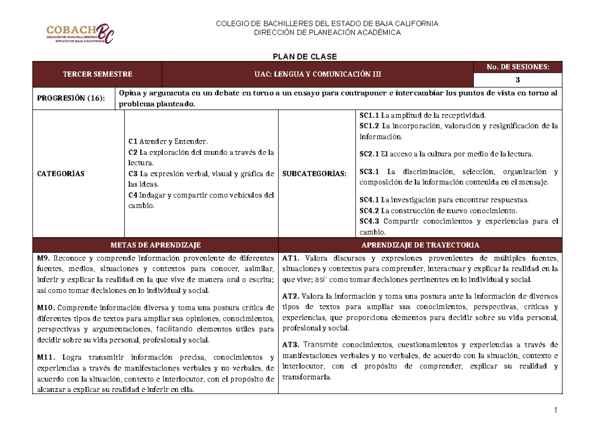 Plan de Clase: Debate sobre Ensayo - Lengua y Comunicación UAC 3 ...