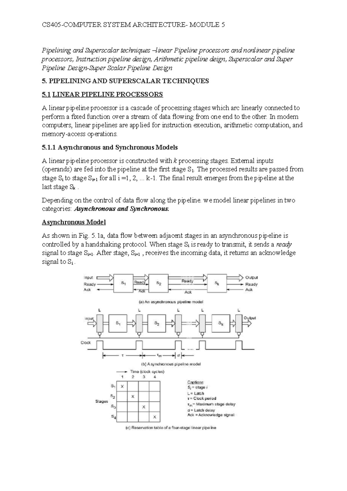 CSA5 - Lecture notes 5 - Pipelining and Superscalar techniques –linear ...
