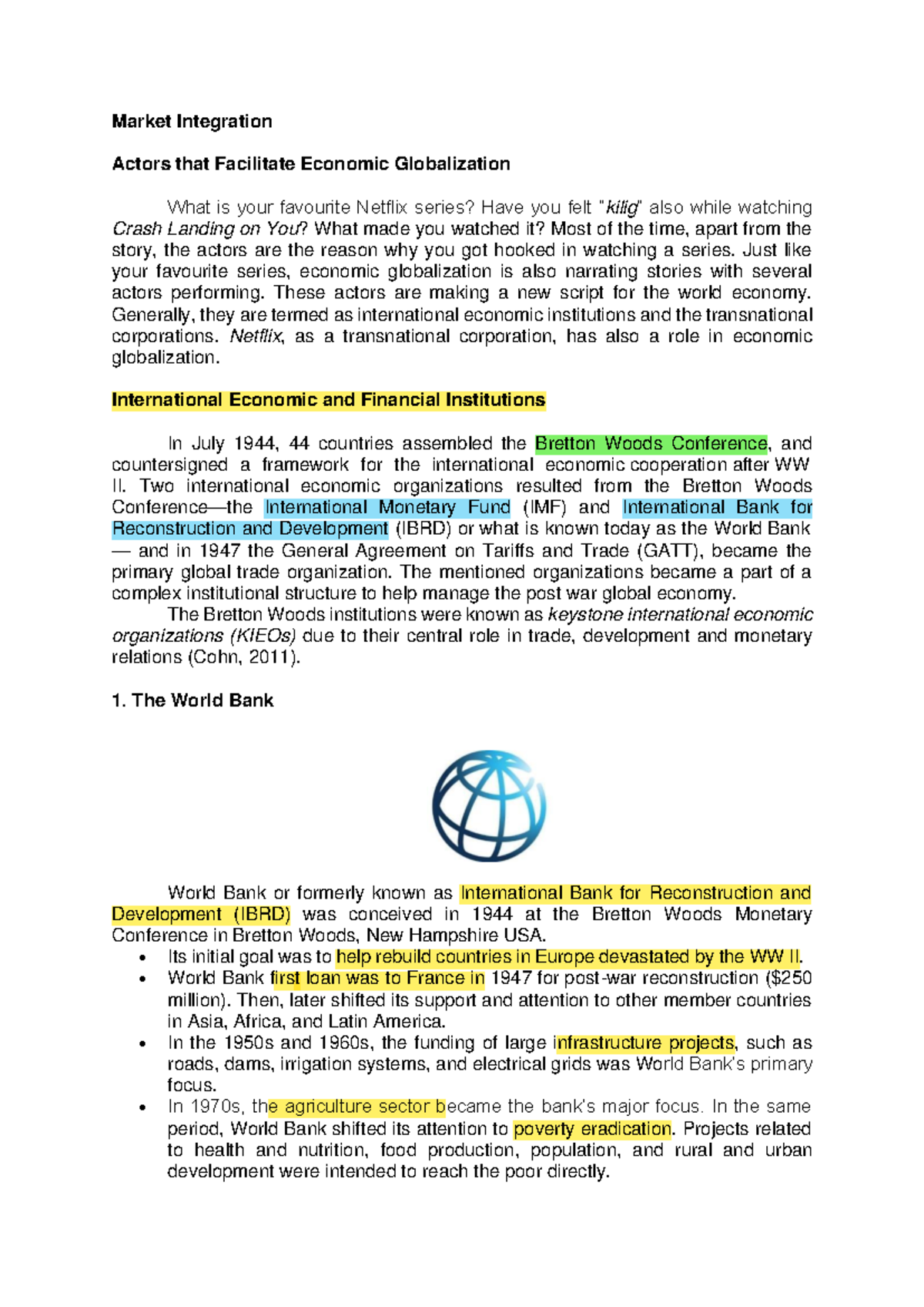 Module 7 - LESSON 7 - Key Actors in Economic Globalization - Studocu