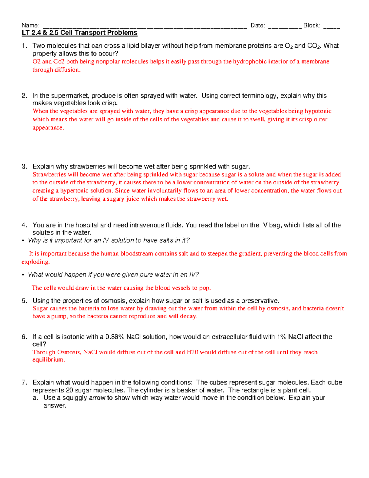2.05 Tonicity & Osmoregulation Problem Set 1 Solutions and Explanations ...