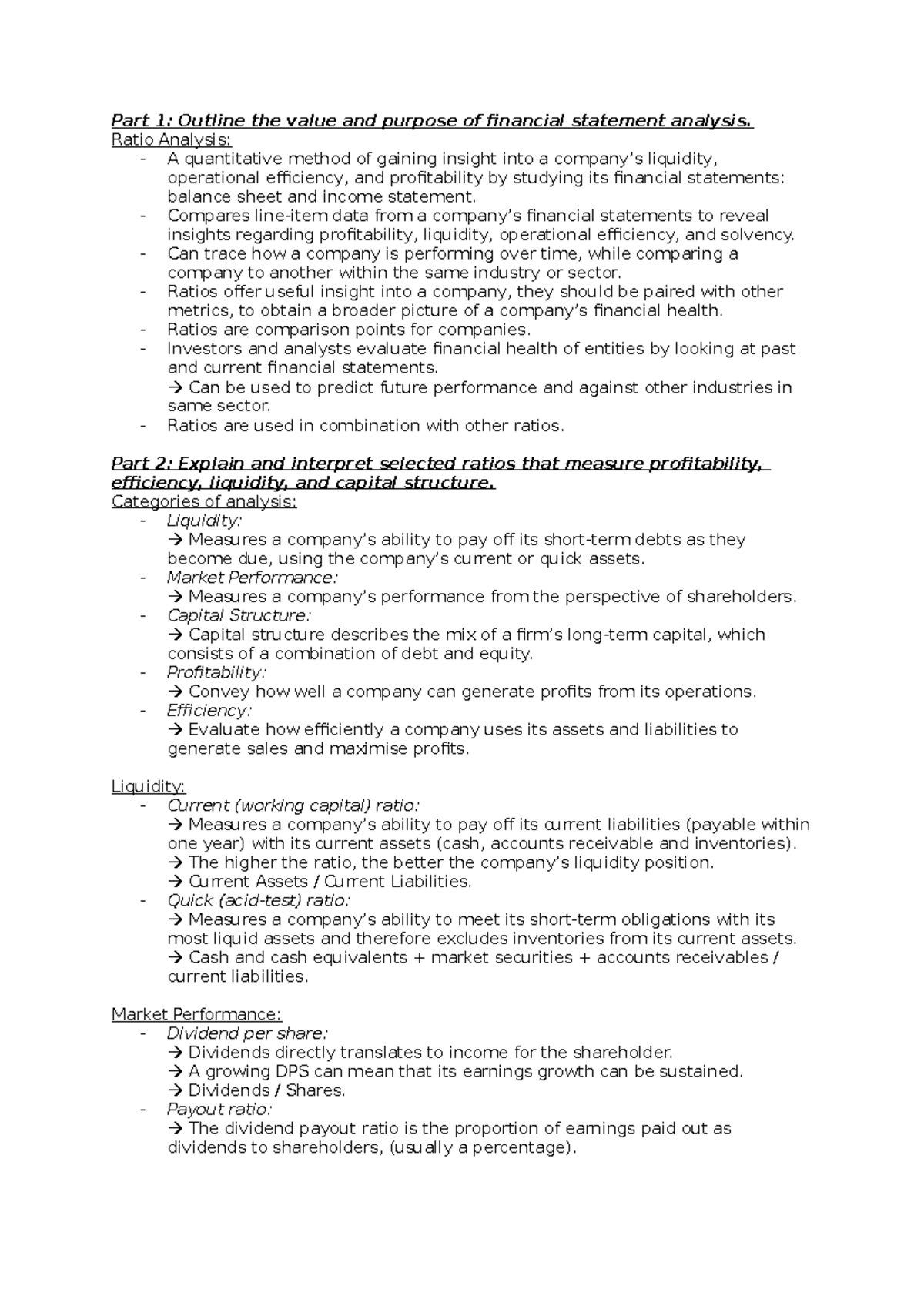 Financial Statement Analysis & Ratio Interpretation (FIN 301) - Studocu