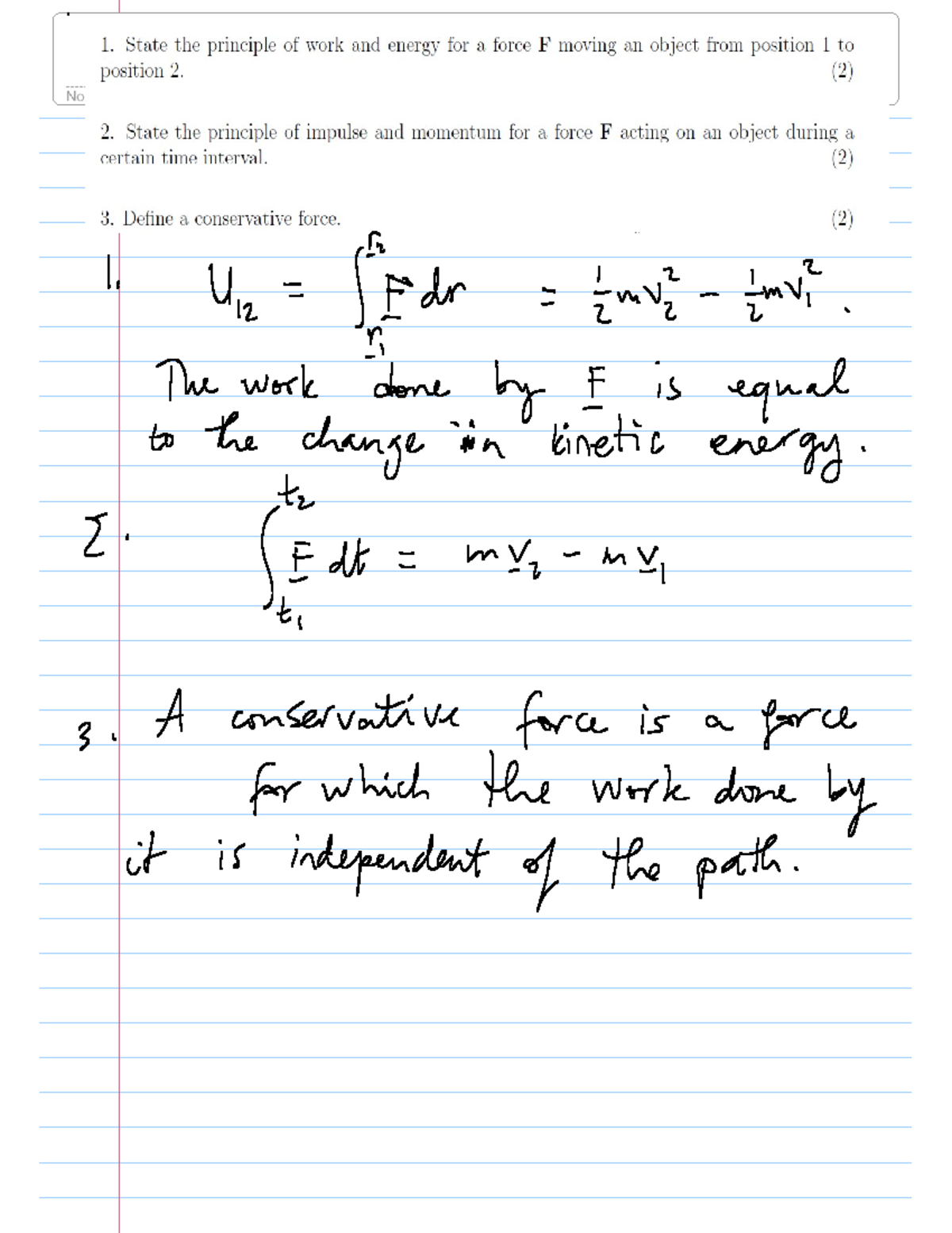 MATH142 Quiz 3: Work, Energy, and Momentum Principles - Studocu