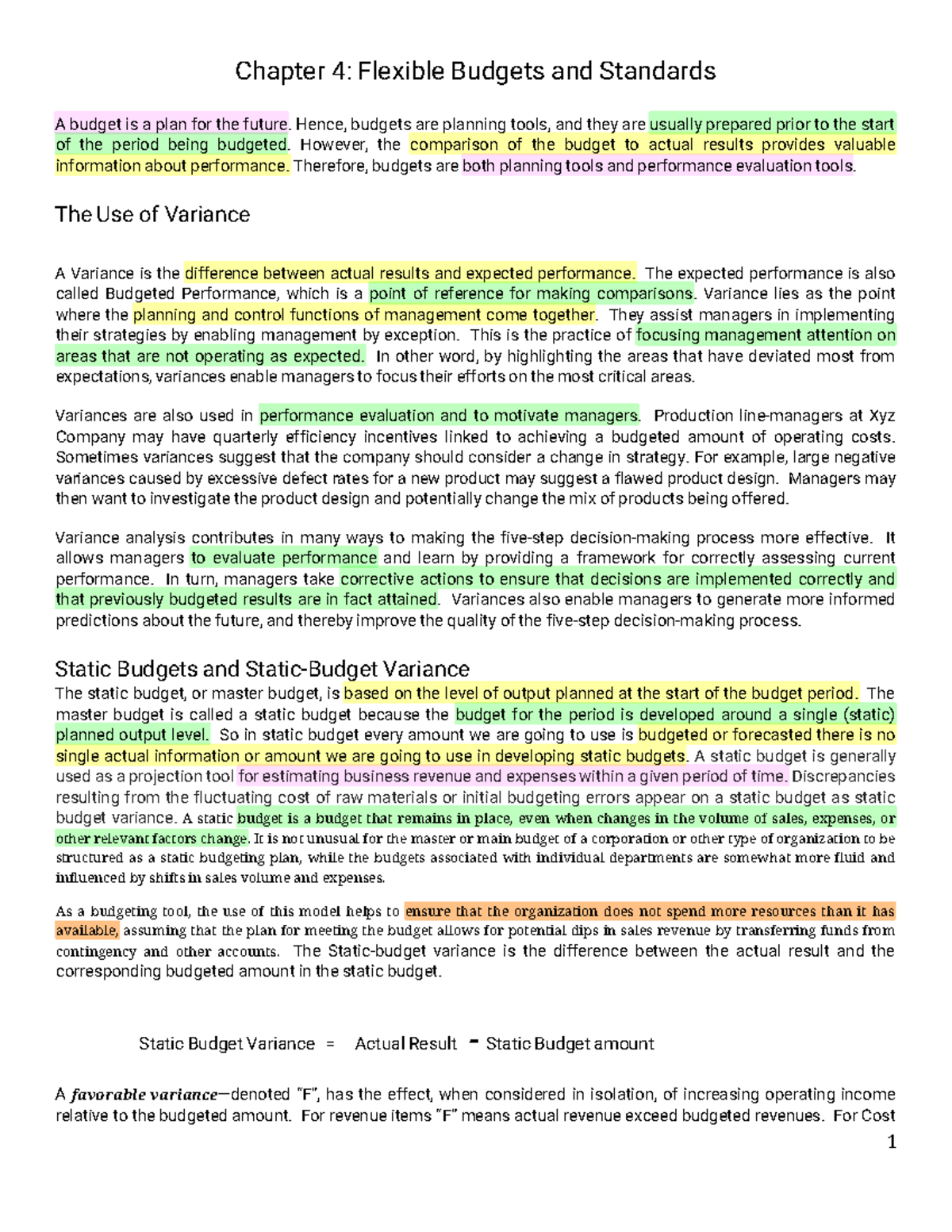 Cost II Chap 4- Flexible Budget and Standards. docx - Chapter 4 ...