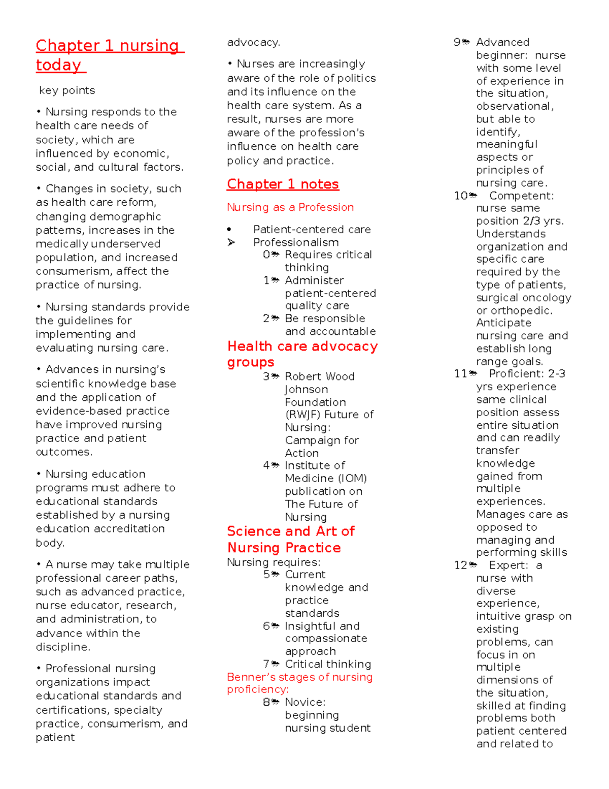 71A Nursing Chapter 1 - Key Lecture Notes and Overview - Studocu