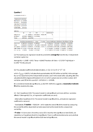 Assignment 2 Question - CB2203 Data-Driven Business Modeling Assignment 2 Please save your files ...