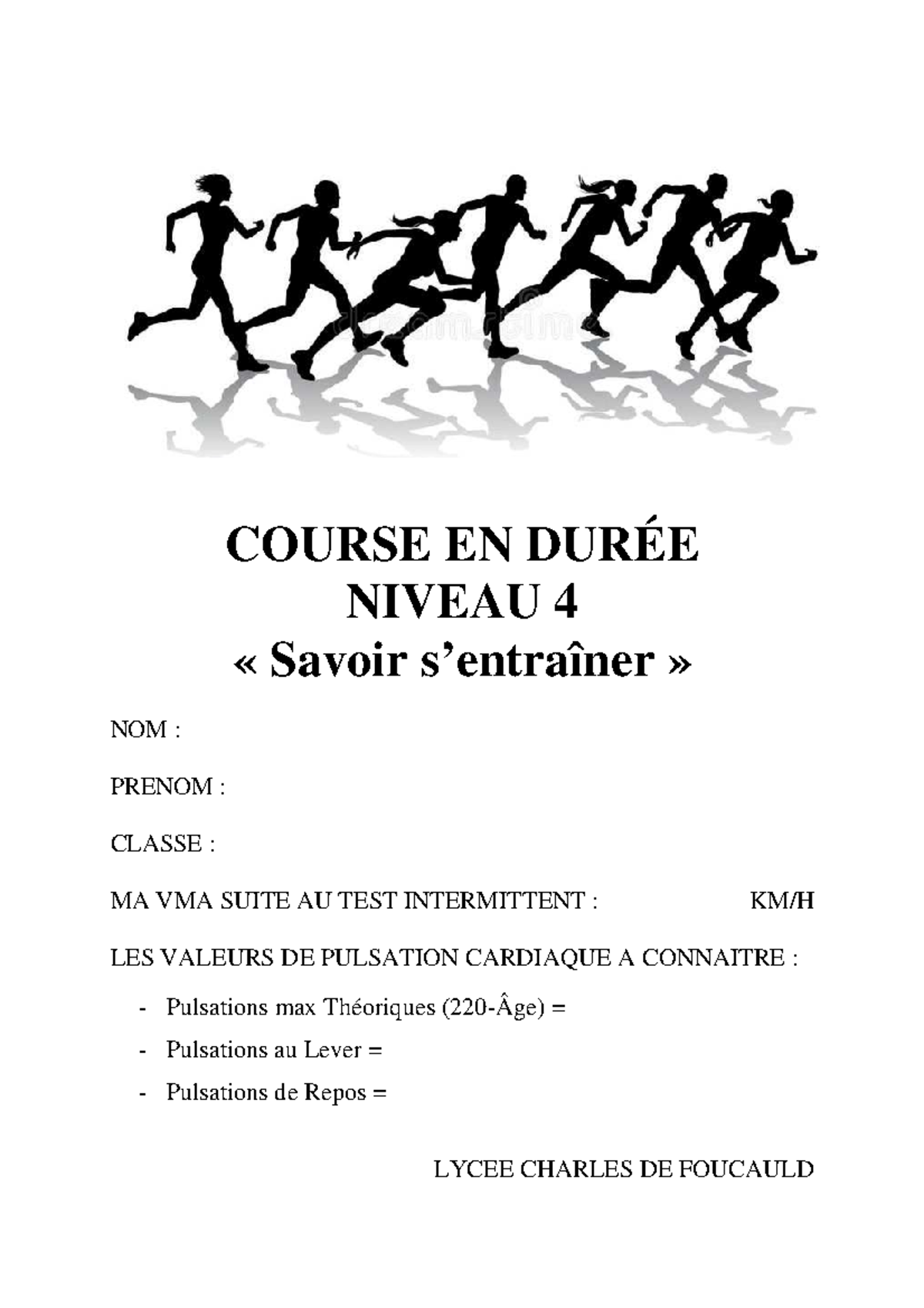 Livret de Séance de Course en Durée Niveau 4 - BAC - Studocu