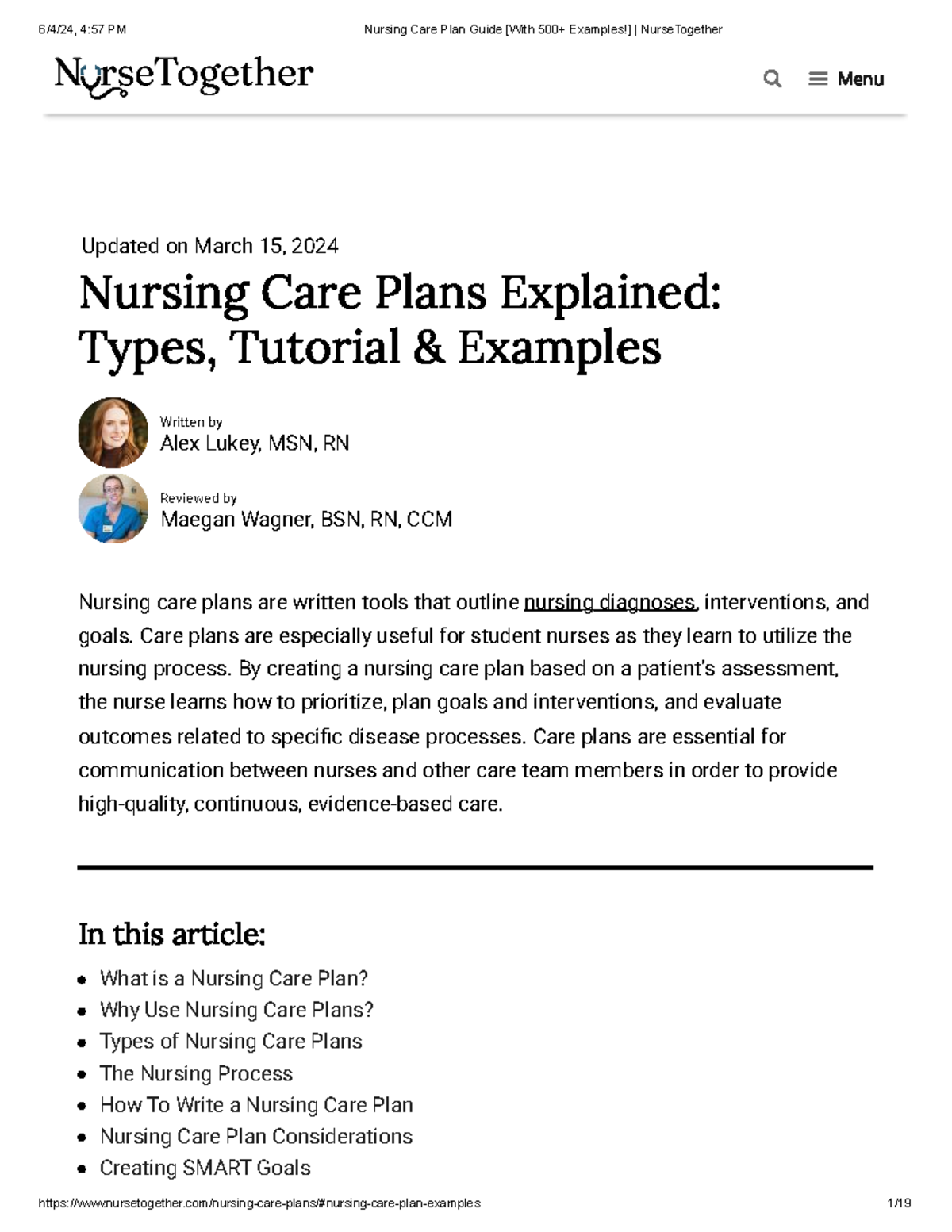Nursing Care Plan Guide: Types, Tutorials & 500+ Examples - Studocu