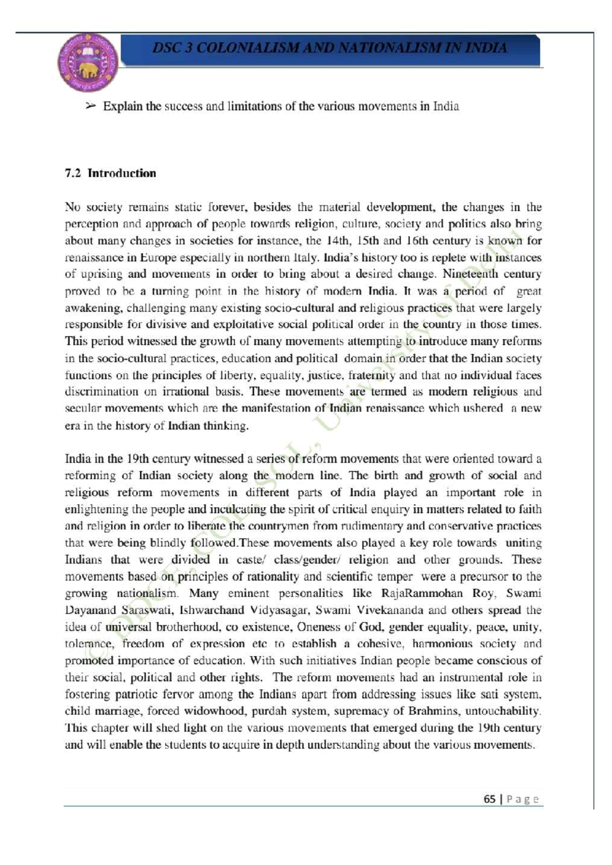 DSC 3 COLONIALISM AND NATIONALISM IN INDIA: Successes & Limitations of ...