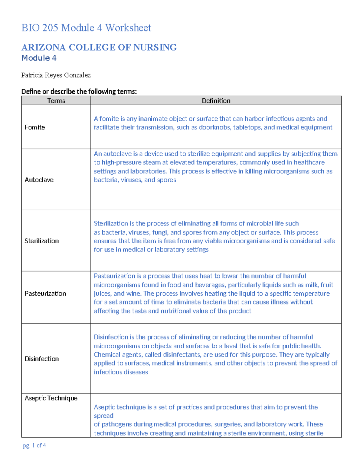 BIO 205 Module 4: Key Concepts in Microbial Control and Sterilization ...