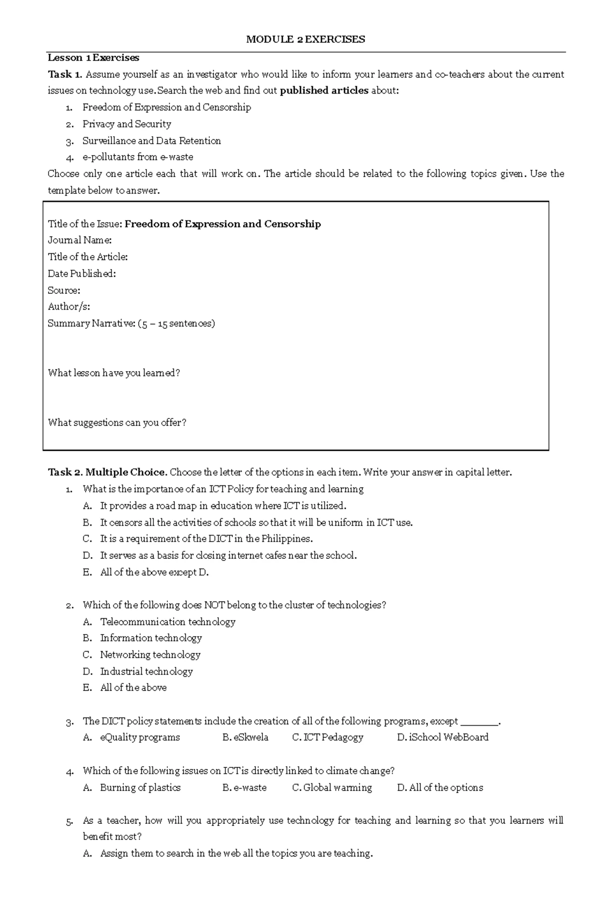 PE 10 Q1 Module 1 - 10 PE Quarter 1 – Module 1: Active Recreation ...