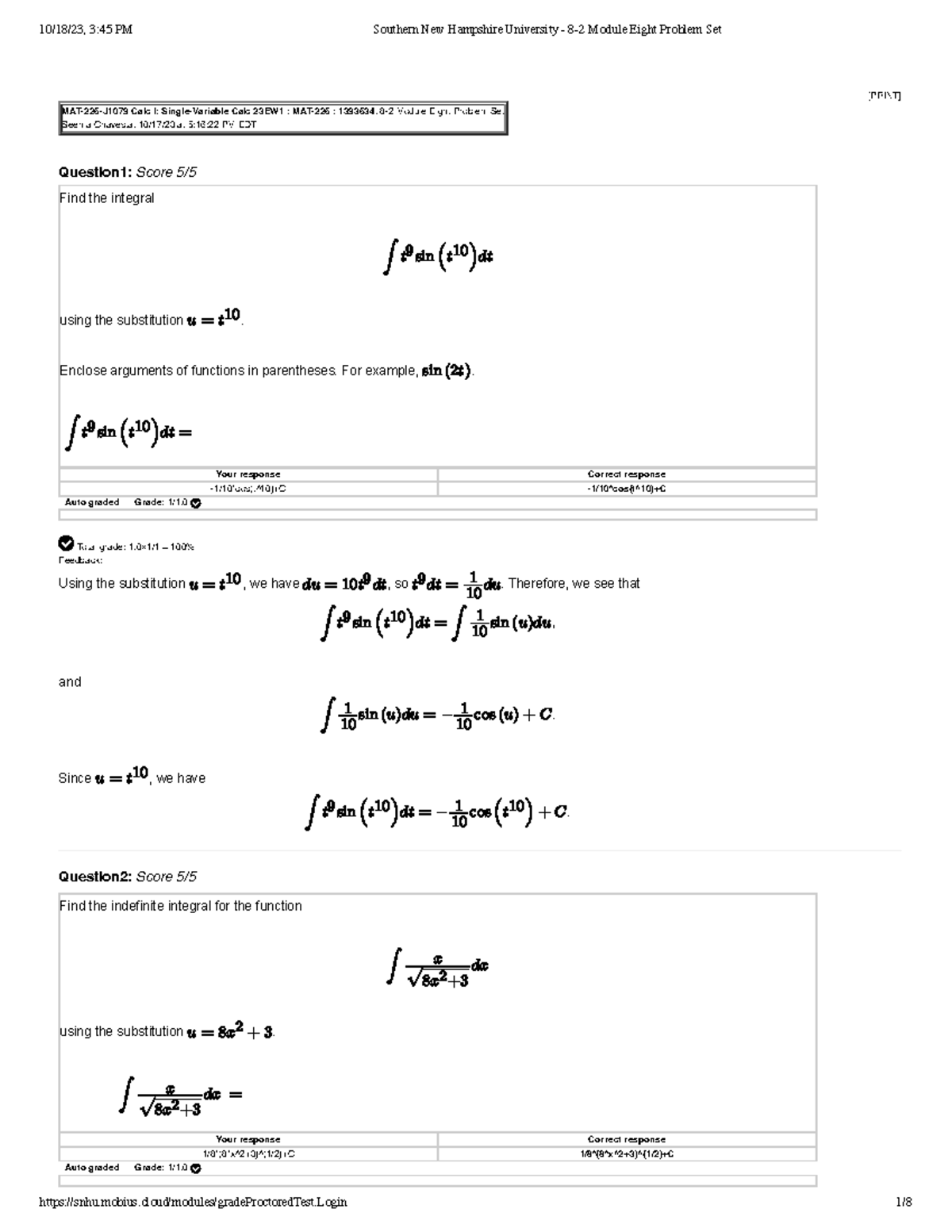 Moudle-8 Problem Set - [PRINT] MAT-225-J1079 Calc I: Single-Variable Calc 23EW1 : MAT-225 : ...