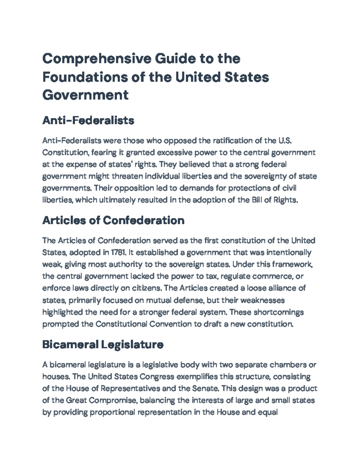 Comprehensive Guide to U.S. Government Foundations and Constitution ...