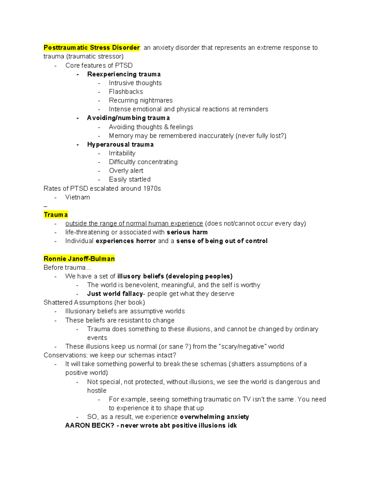 Lecture 8: PTSD and Mood Disorders Overview (Psych 101) - Studocu