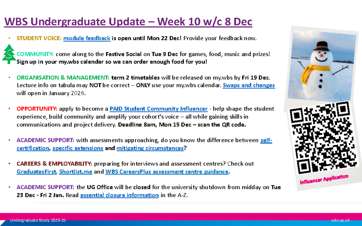 WBS Undergraduate Lecture 10 Recap: Key Updates & Exam Tips - Studocu
