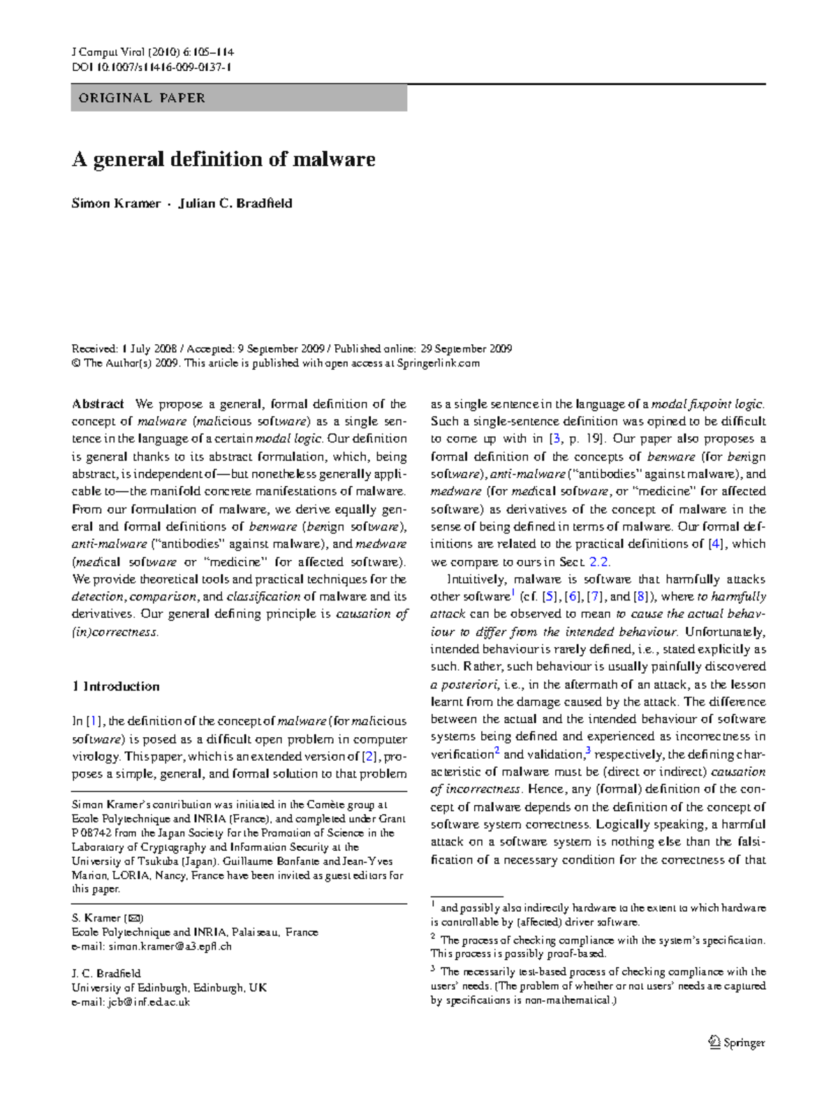 S11416: A General Definition of Malware in Modal Logic - Studocu