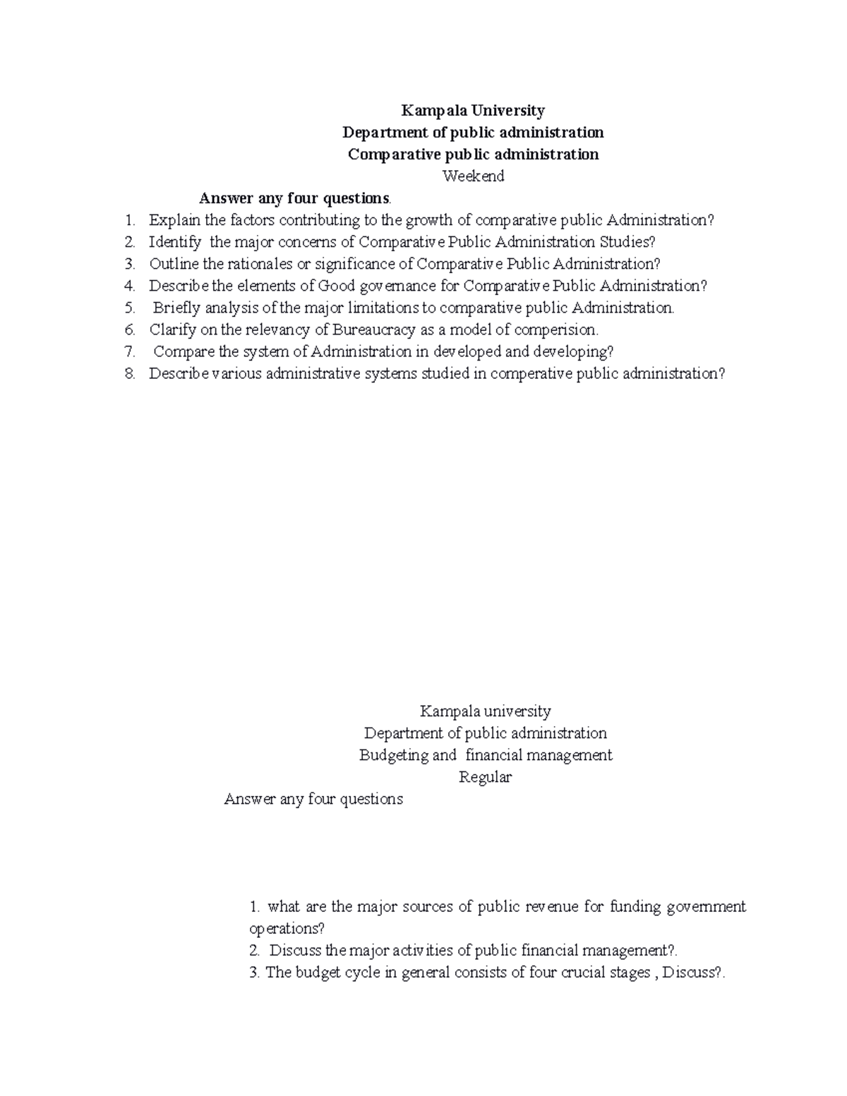 Sample Exam Papers: Public Administration (2024-25) - Studocu