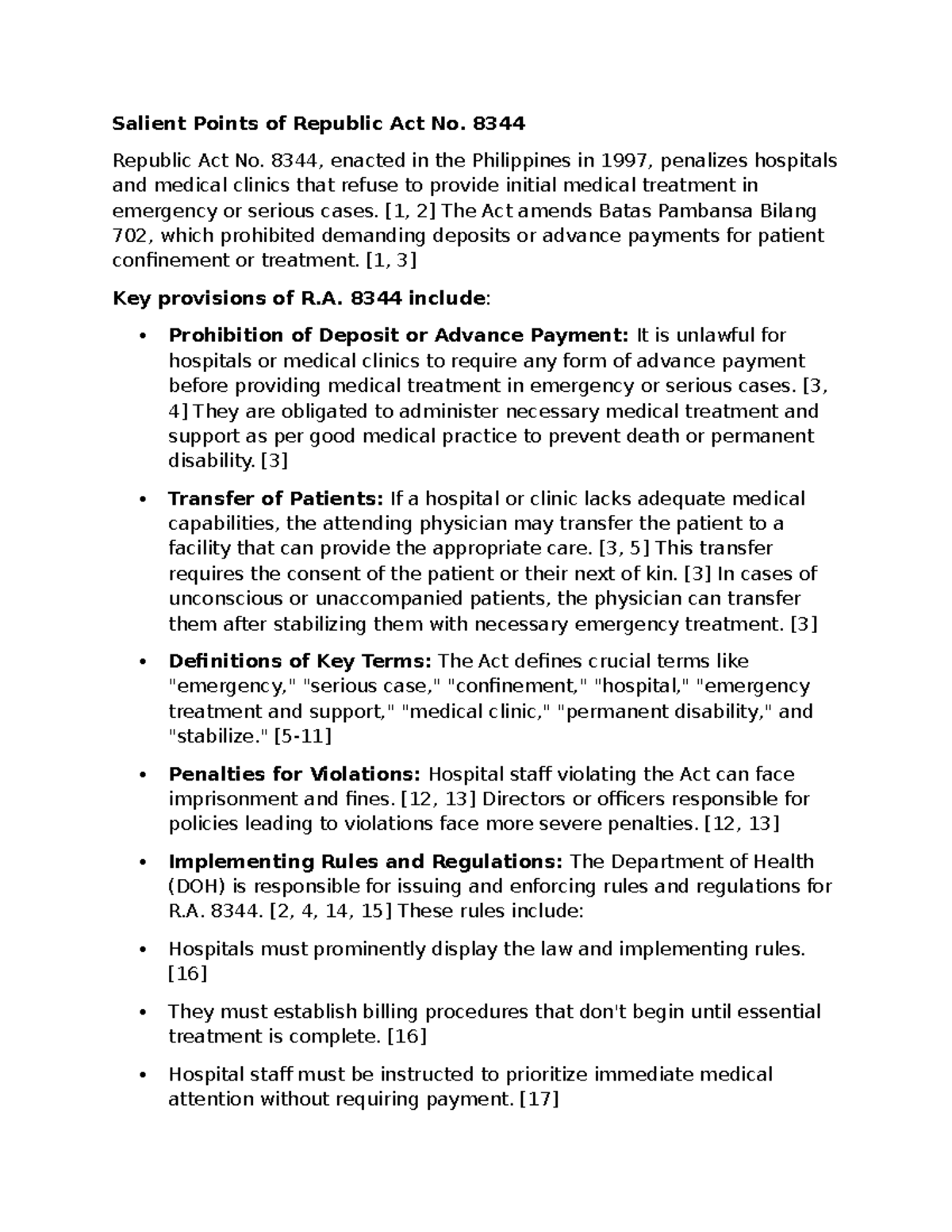 Salient Points of RA 8344: Key Provisions and Implications - Studocu