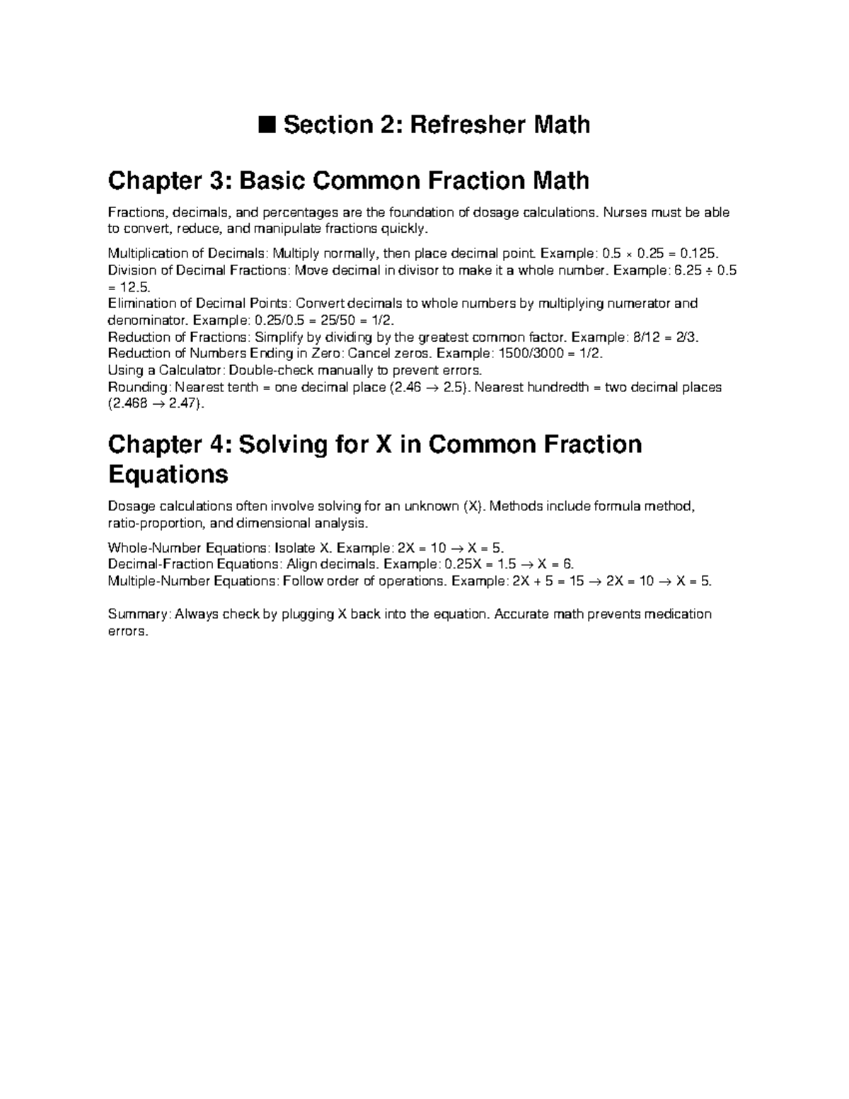 Section 2 Study Guide: Basic Common Fraction Math (Math 101) - Studocu