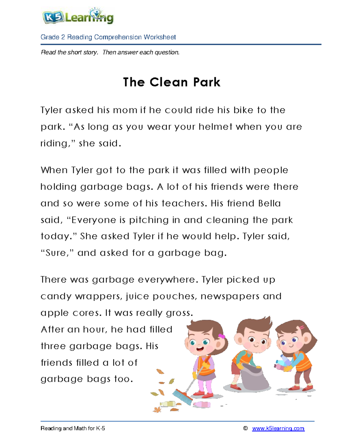 Clean Park Reading Comprehension Questions and Answers - Studocu