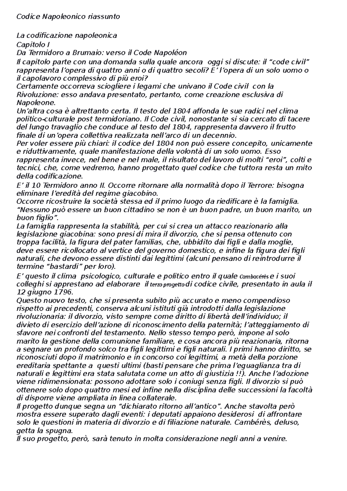 Riassunto del Codice Napoleonico: Origini e Sviluppo del Code Civil ...