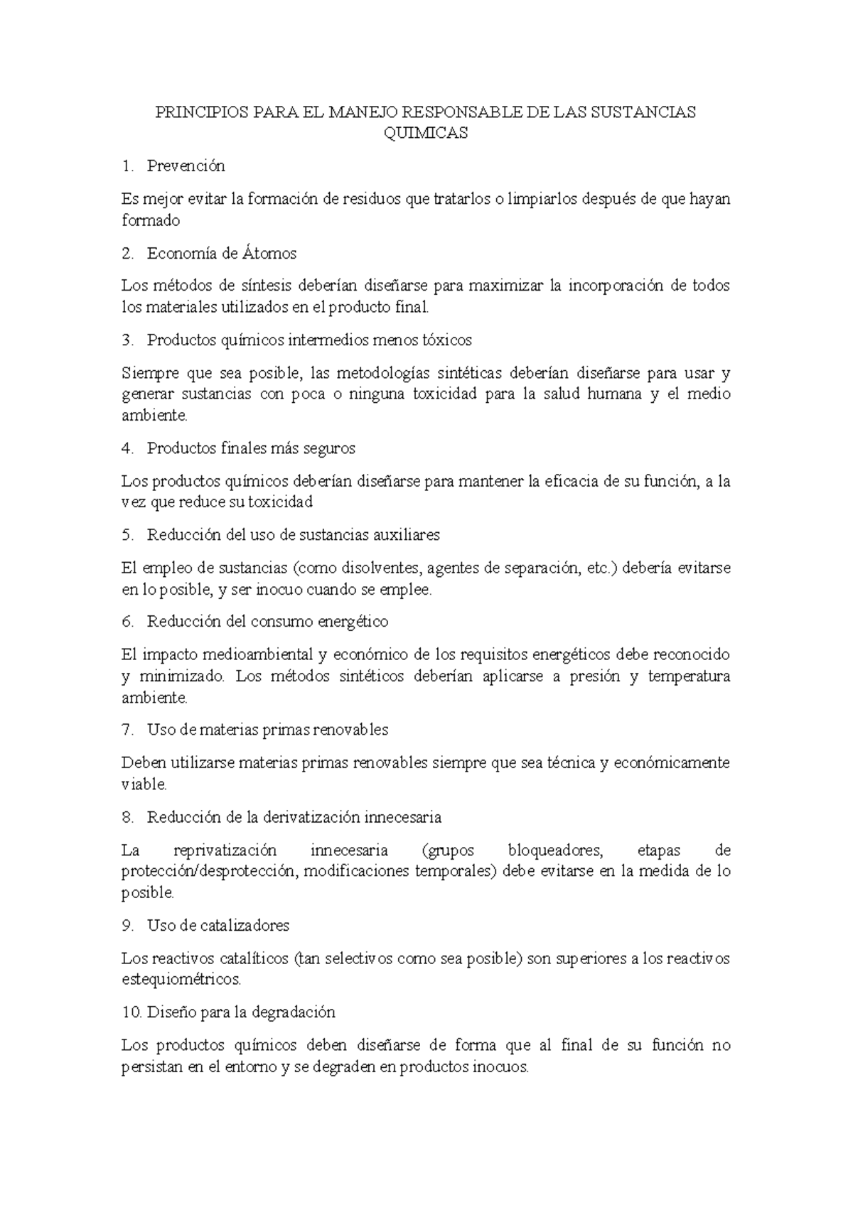 Principios PARA EL Manejo Responsable DE LAS Sustancias Quimicas - PRINCIPIOS PARA EL MANEJO ...