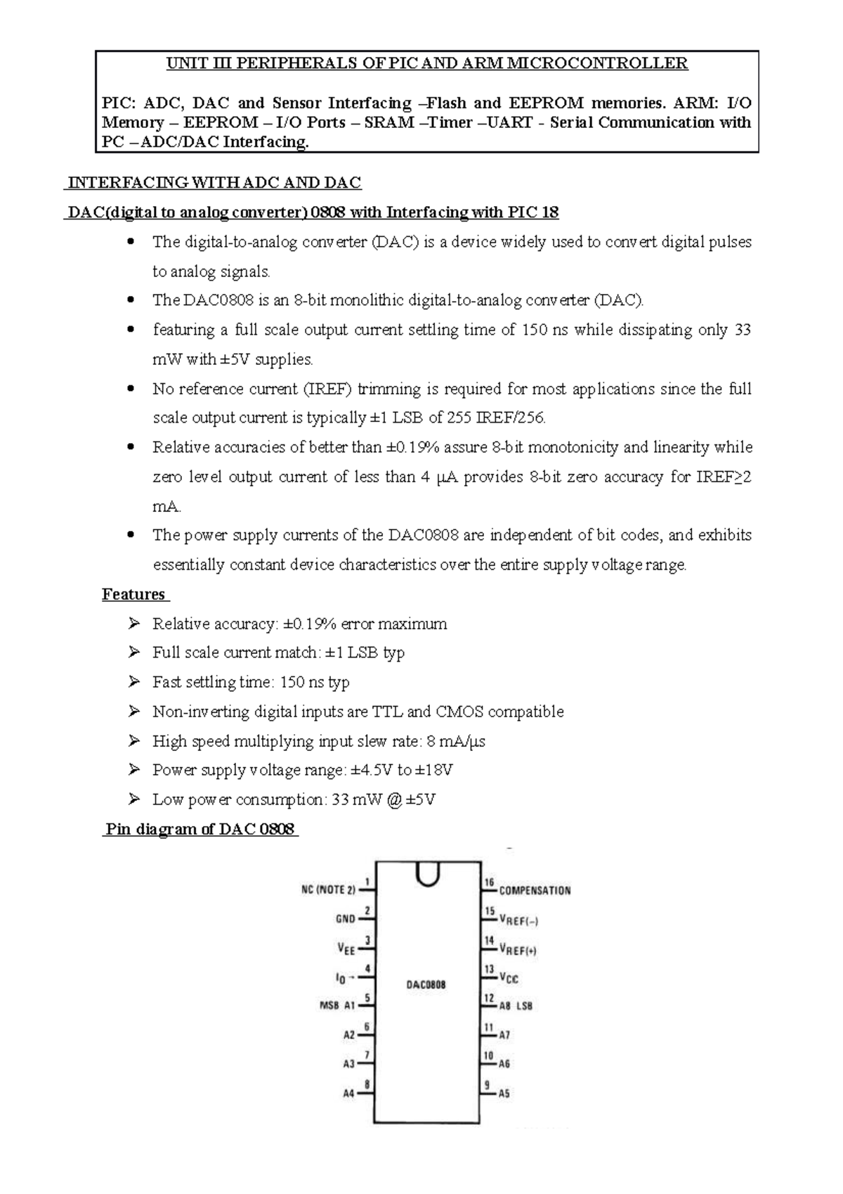 Unit 3 - Microcontroller Peripherals: ADC, DAC & Sensor Interfacing - Studocu