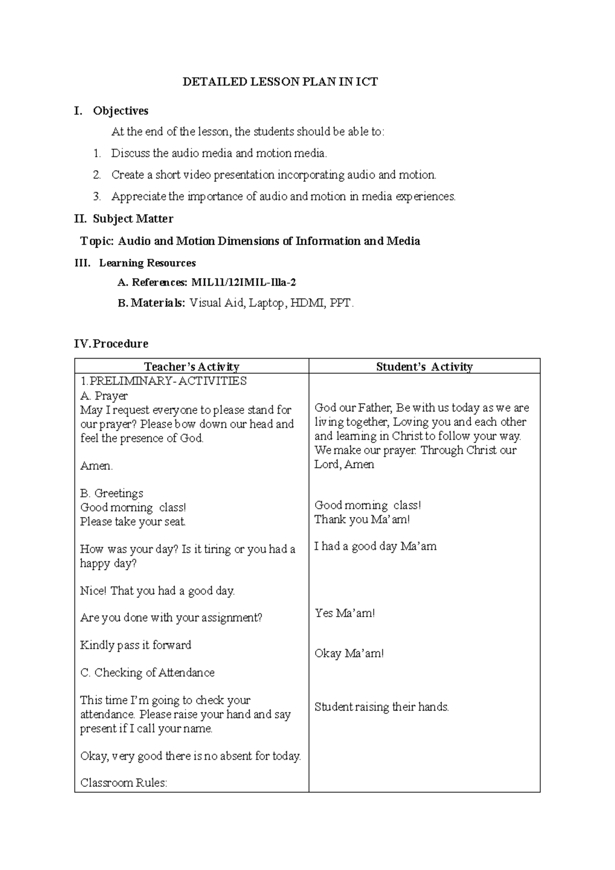 SHSDay 3- Detailed- Lesson-PLAN-IN-ICT - DETAILED LESSON PLAN IN ICT I ...