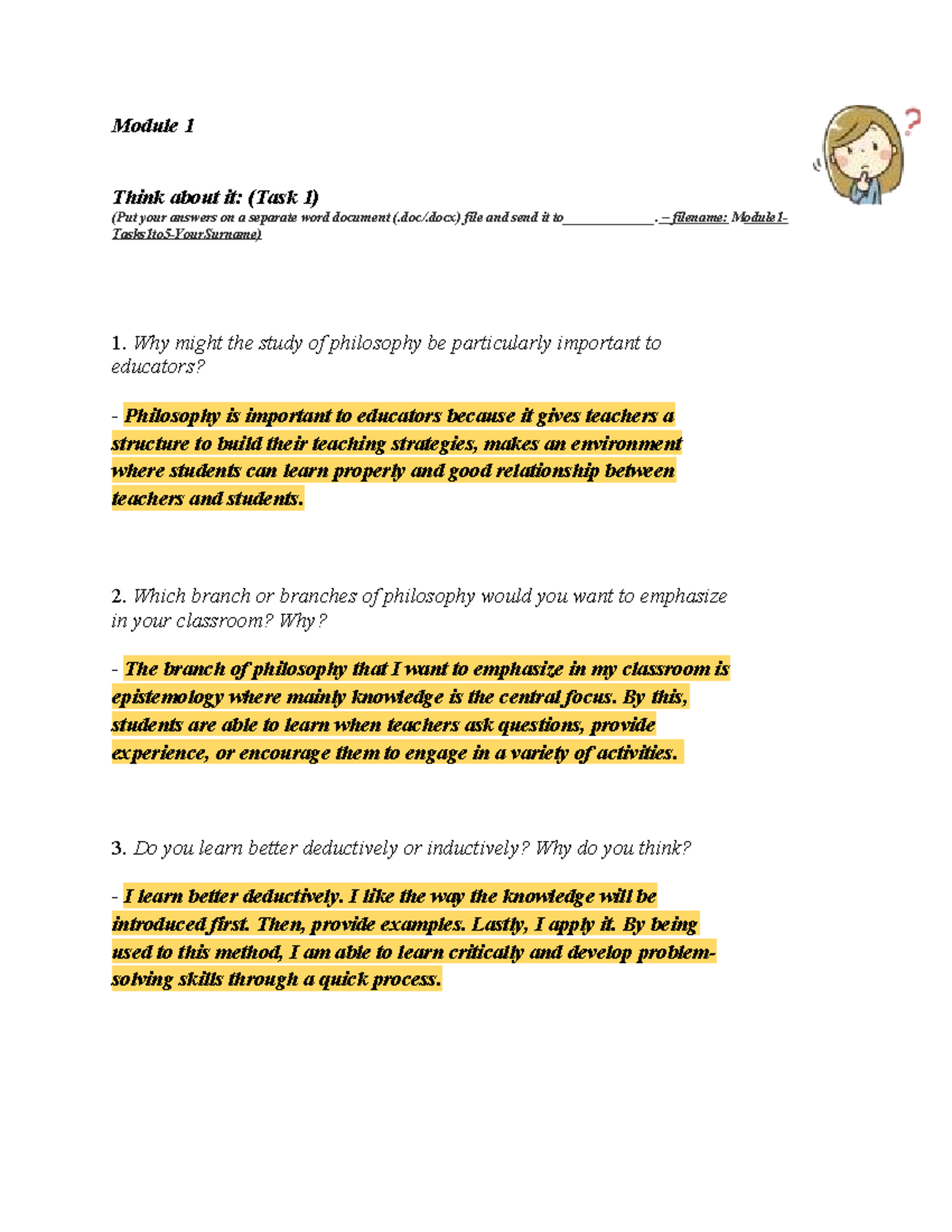 Module 1 - Activity 1: The Importance of Philosophy in Education - Studocu