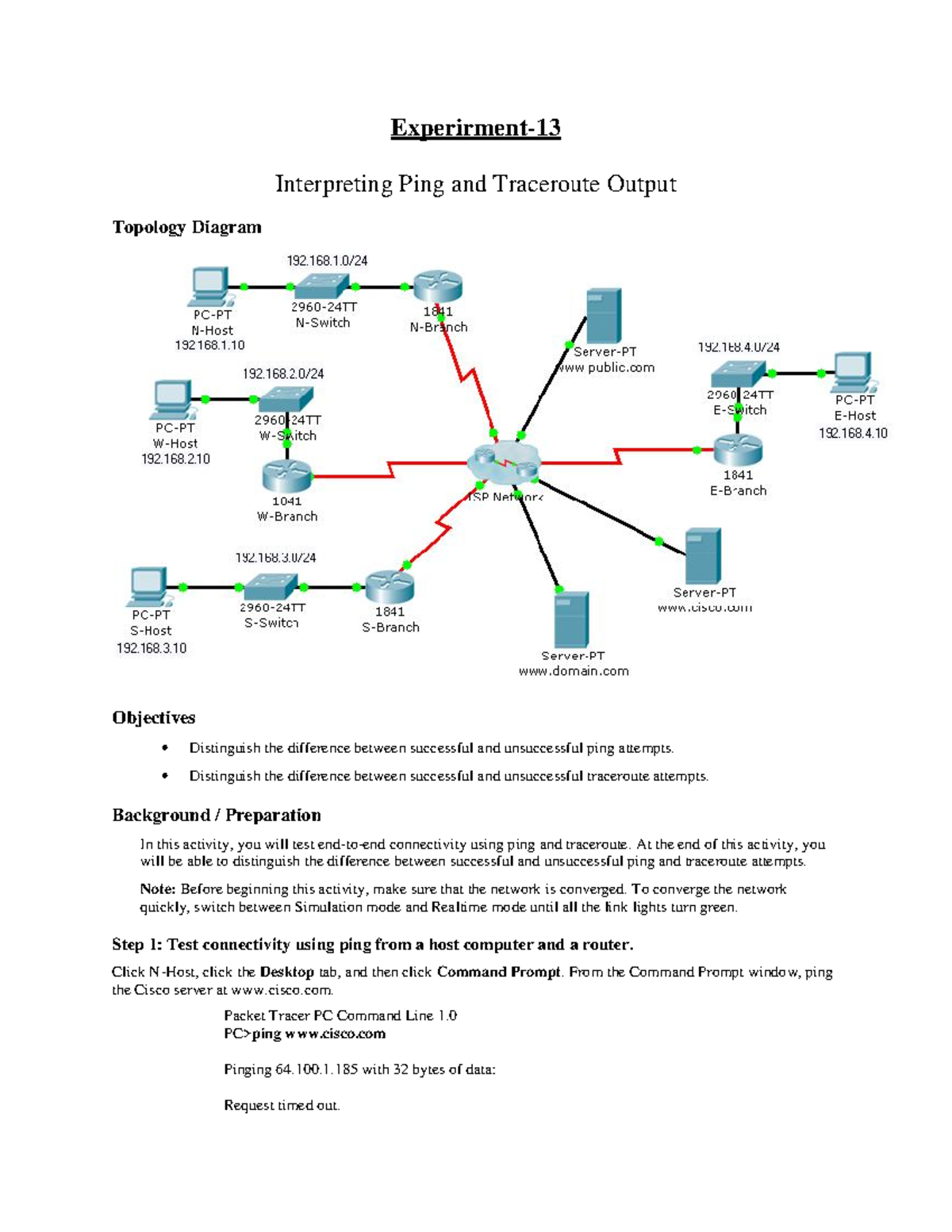 Interpreting Ping and Traceroute Output: Lab Exercise Guide - Studocu
