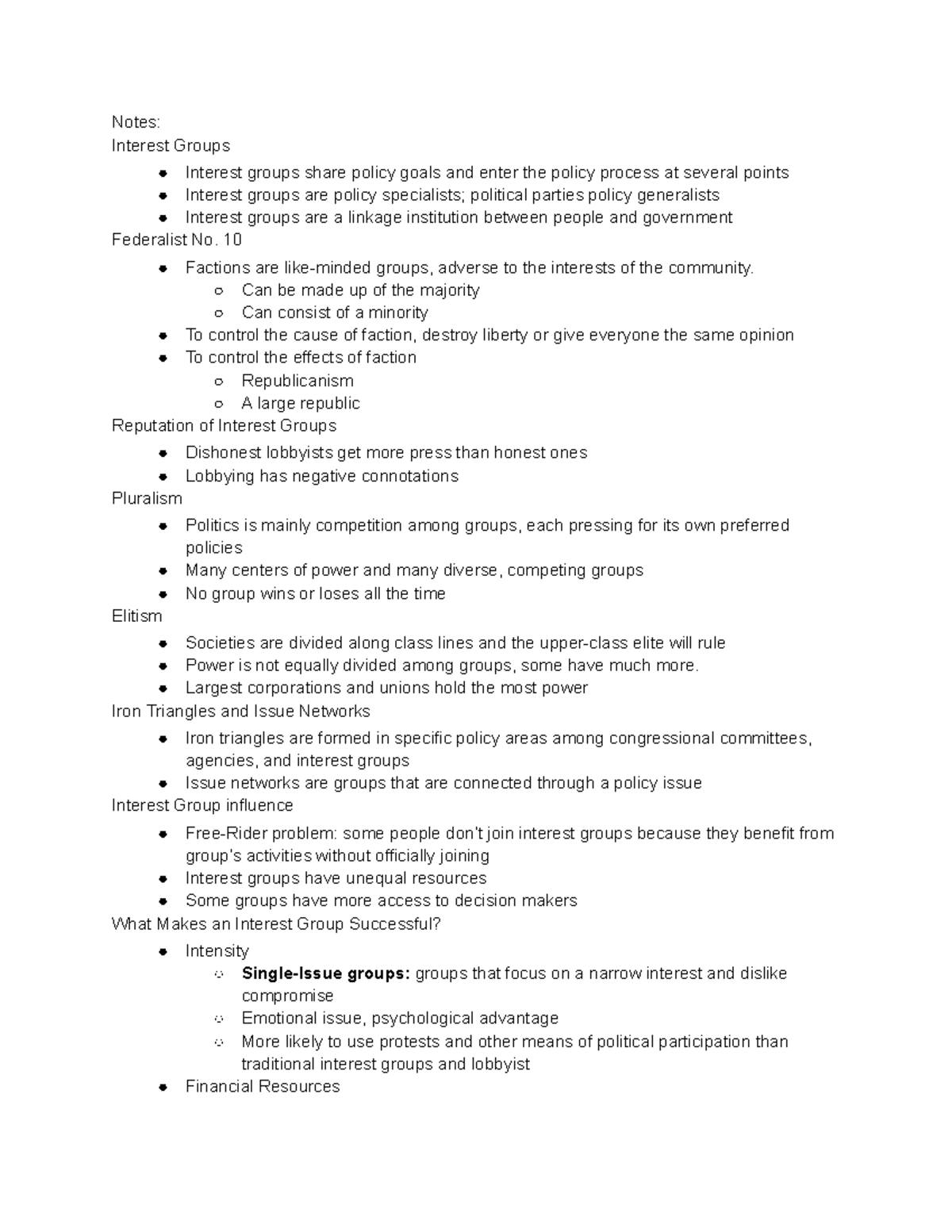 Ap government and politics - Notes: Interest Groups Interest groups ...