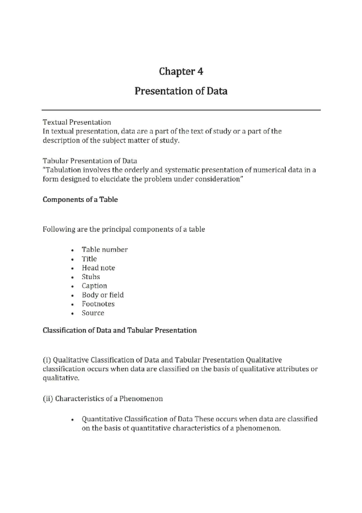 Chapter 4: Data Presentation Techniques and Their Merits - Studocu