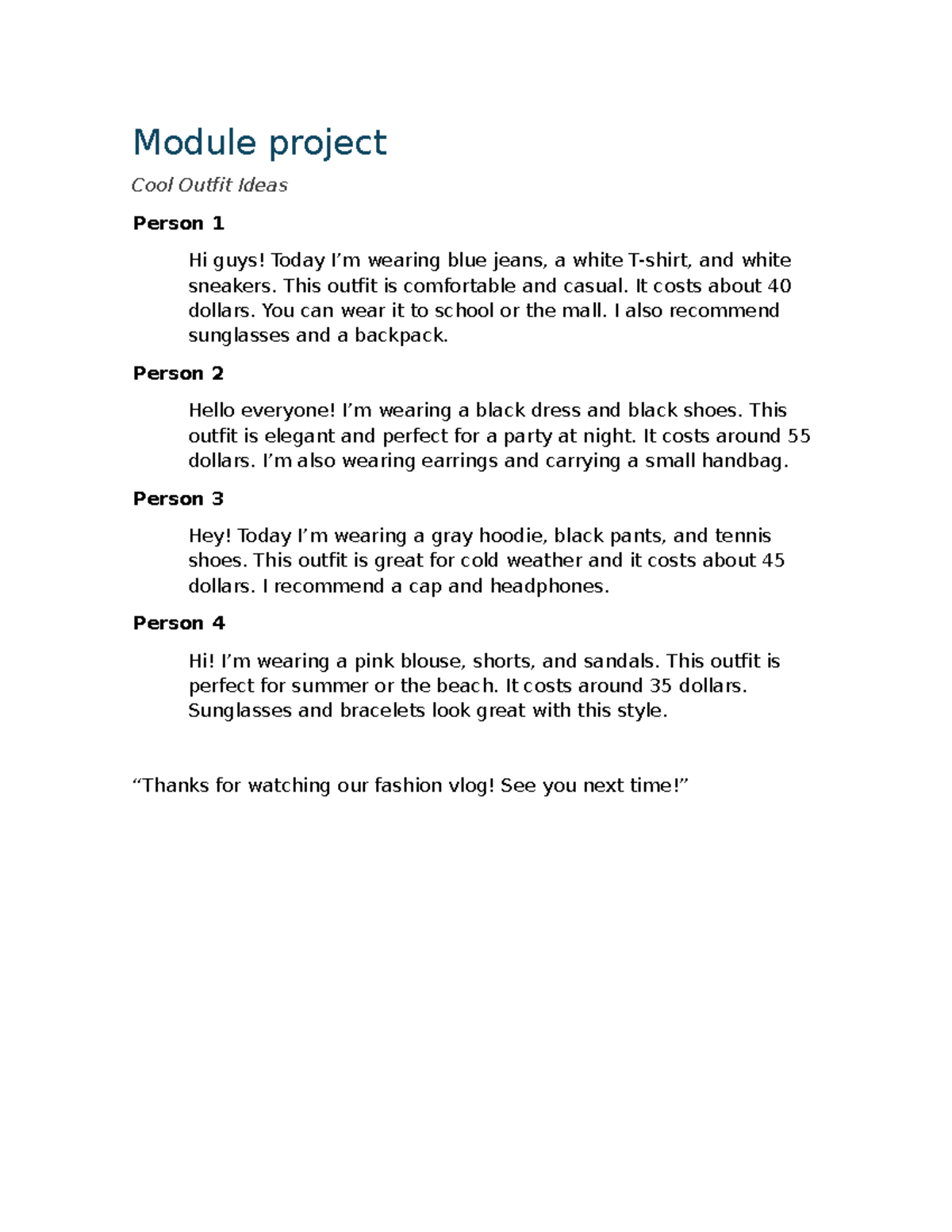 Module Project 9: Stylish Outfit Ideas for Every Occasion - Studocu