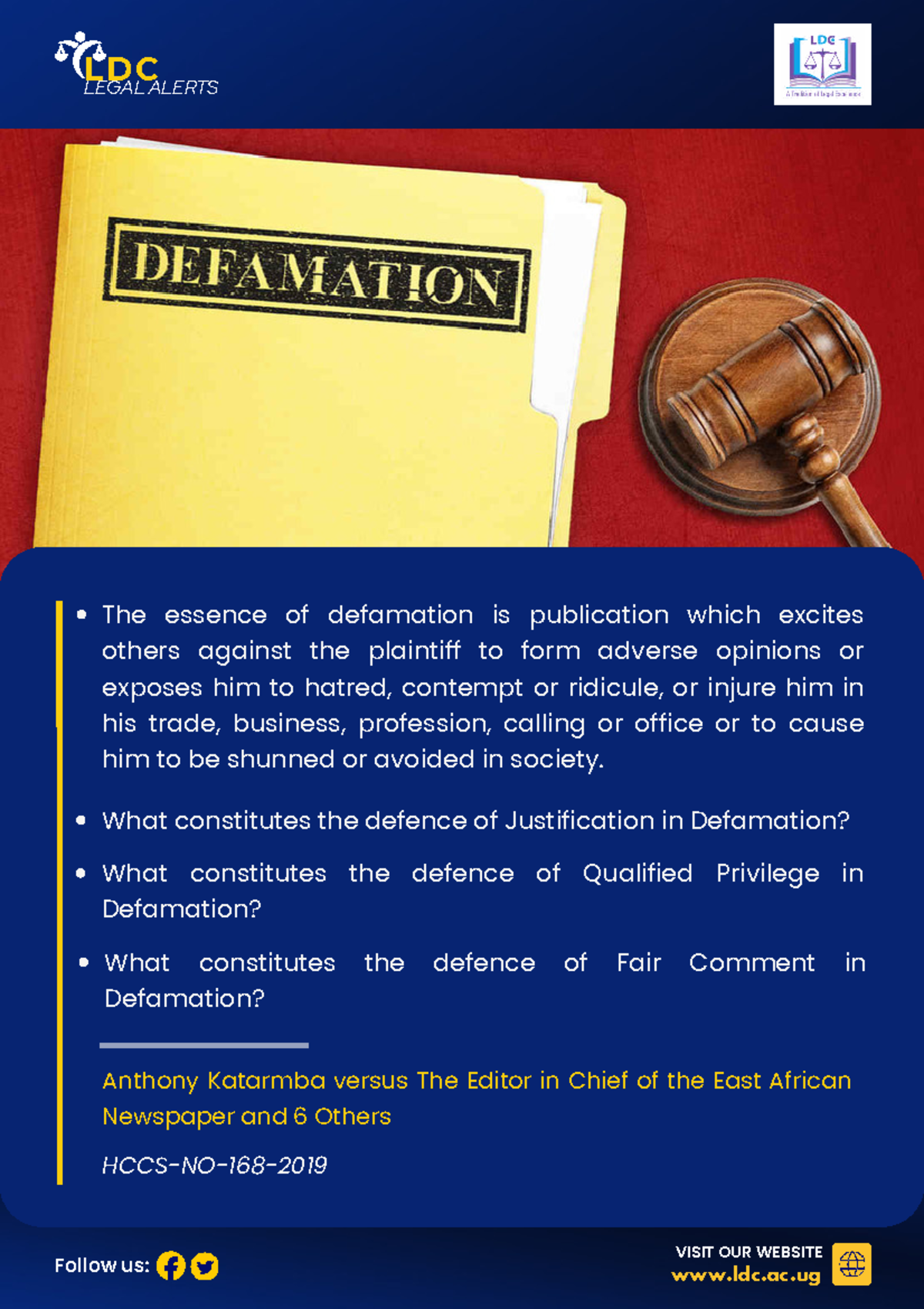 LDC LEGAL ALERT: Defamation & Defenses - Justification, Privilege ...