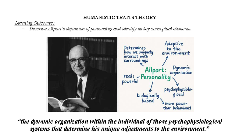 PSYC2017 Humanistic Trait Theory: Key Concepts and Classifications ...