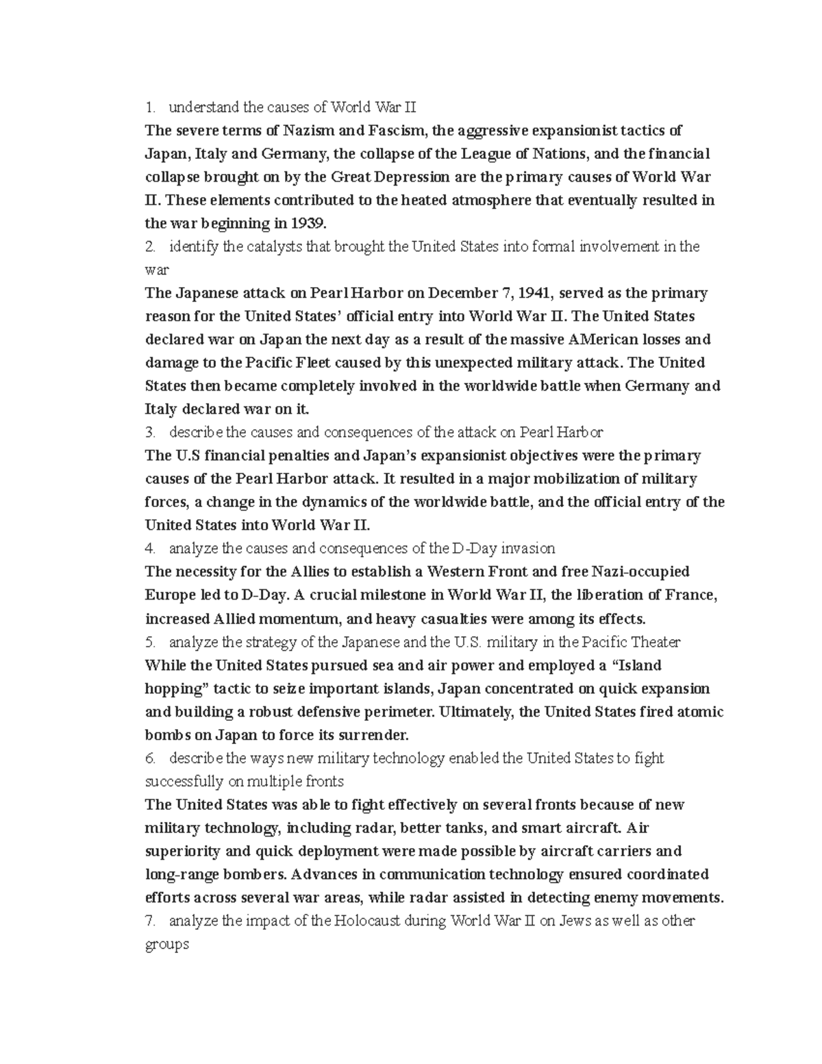 5.08 World War II Discussion-Based Assessment: Key Causes & Events ...