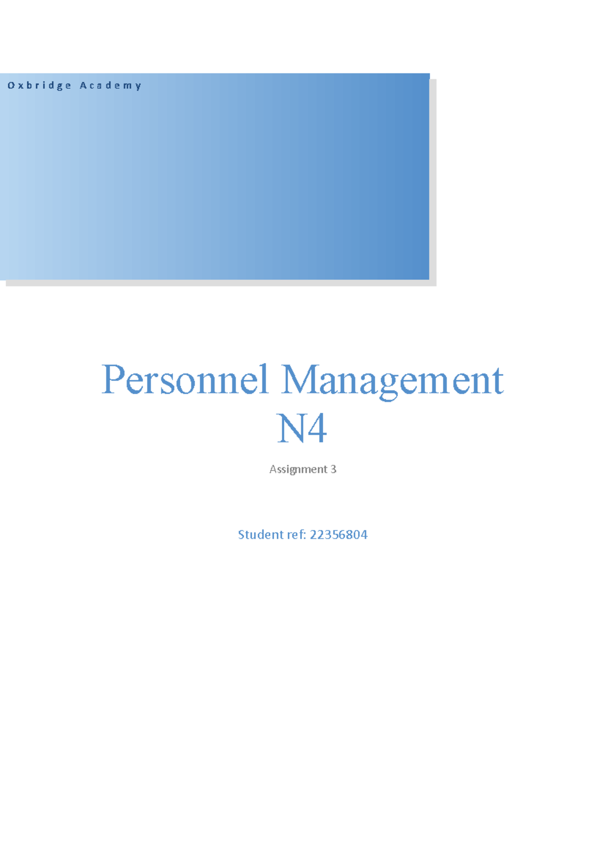 Personnel Management N4: Assignment 3 Overview and Analysis - Studocu