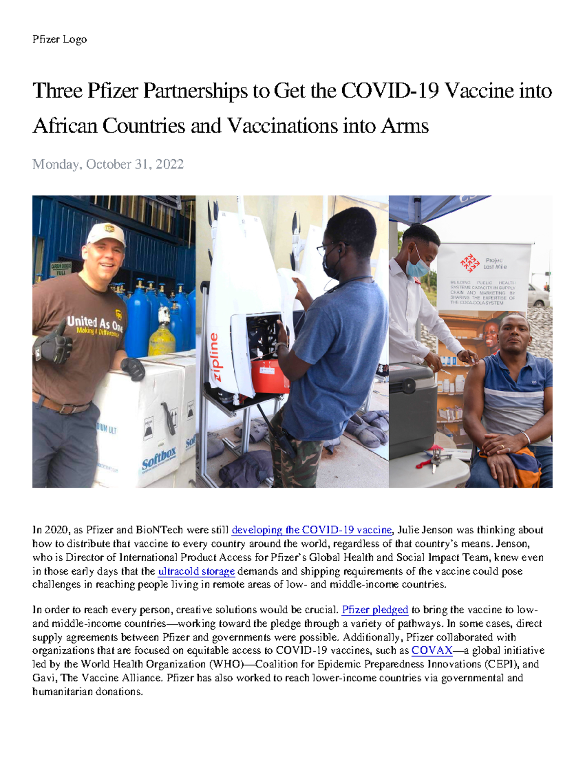Three Pfizer Partnerships for COVID-19 Vaccine Access in Africa - Studocu