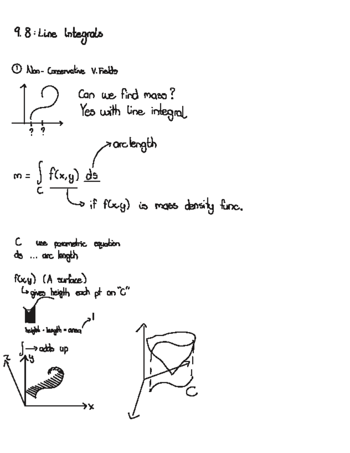 飛 9.8 Line Integrals: Class Notes and Key Concepts - Studocu