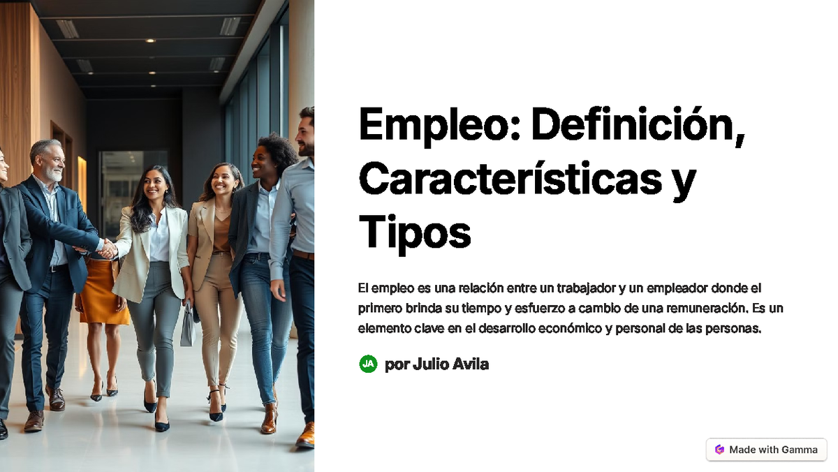 Definición, Características y Tipos de Empleo: Análisis Completo - Studocu