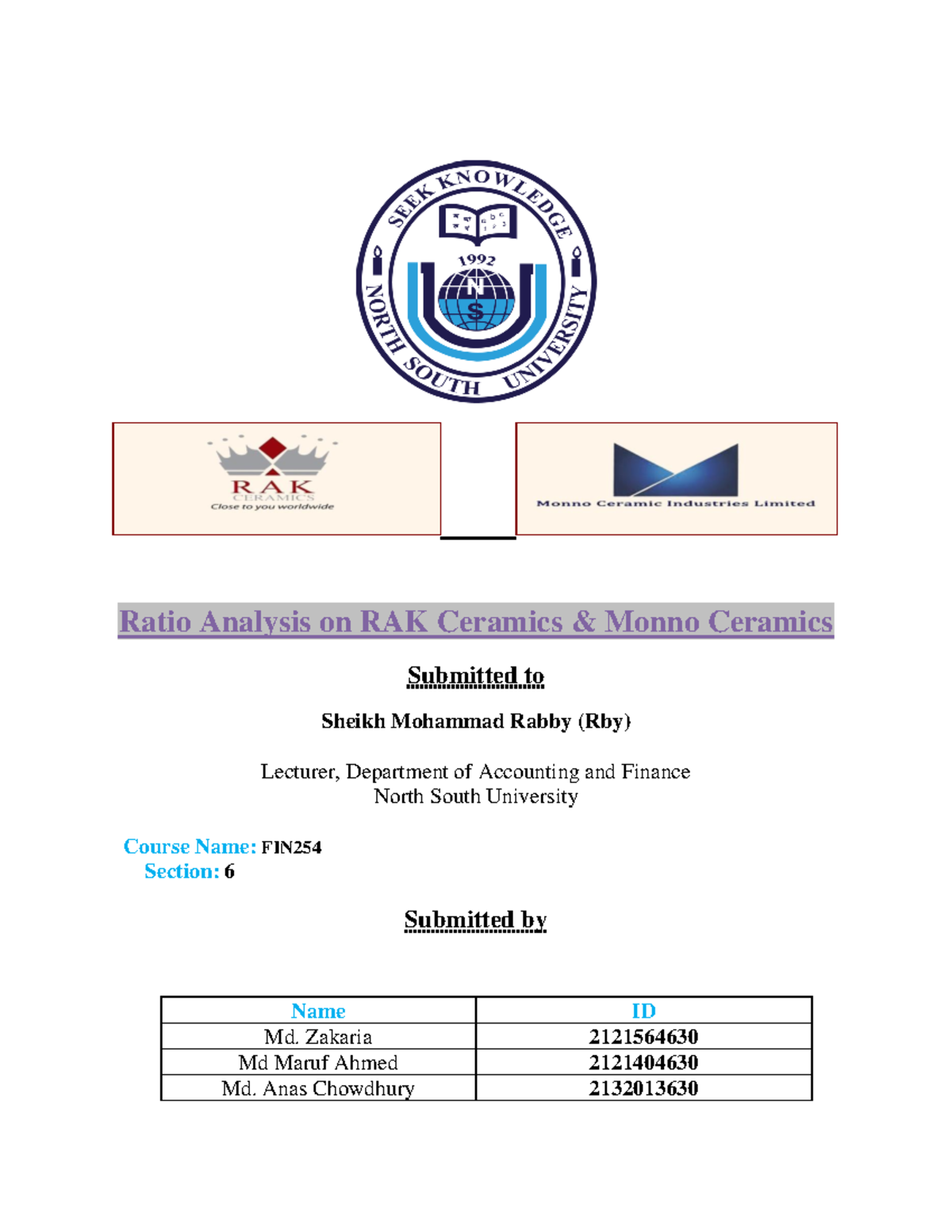 FIN254 Term Paper - easy works - Ratio Analysis on RAK Ceramics & Monno ...