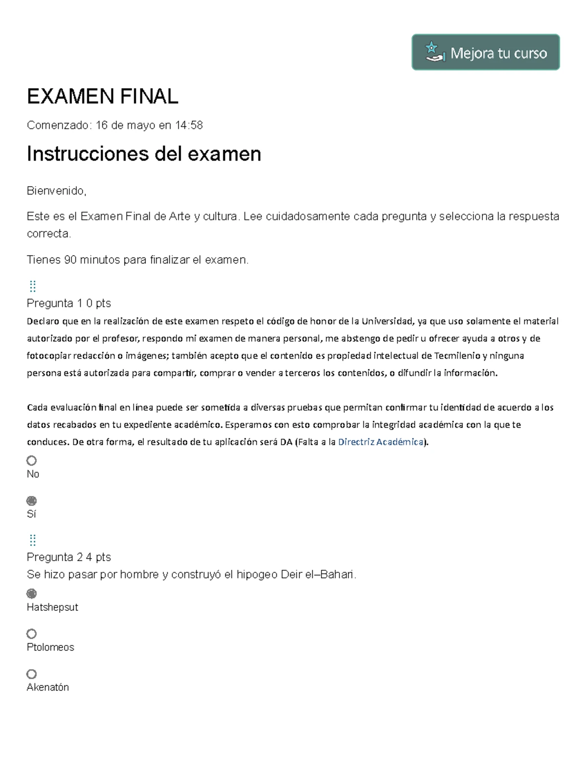 Cuestionario Examen Final de Historia del Arte en la Nueva España - Studocu